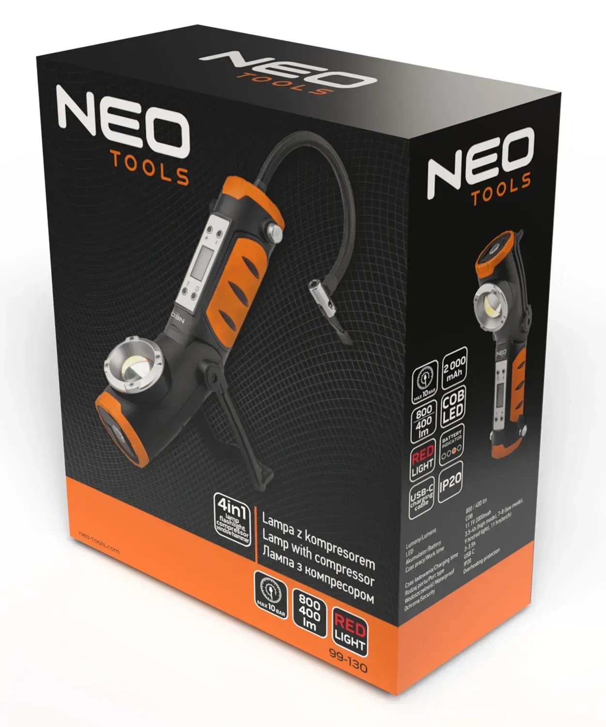 Neo Tools Lampa akumulatorowa z kompresorem 2000 mAh