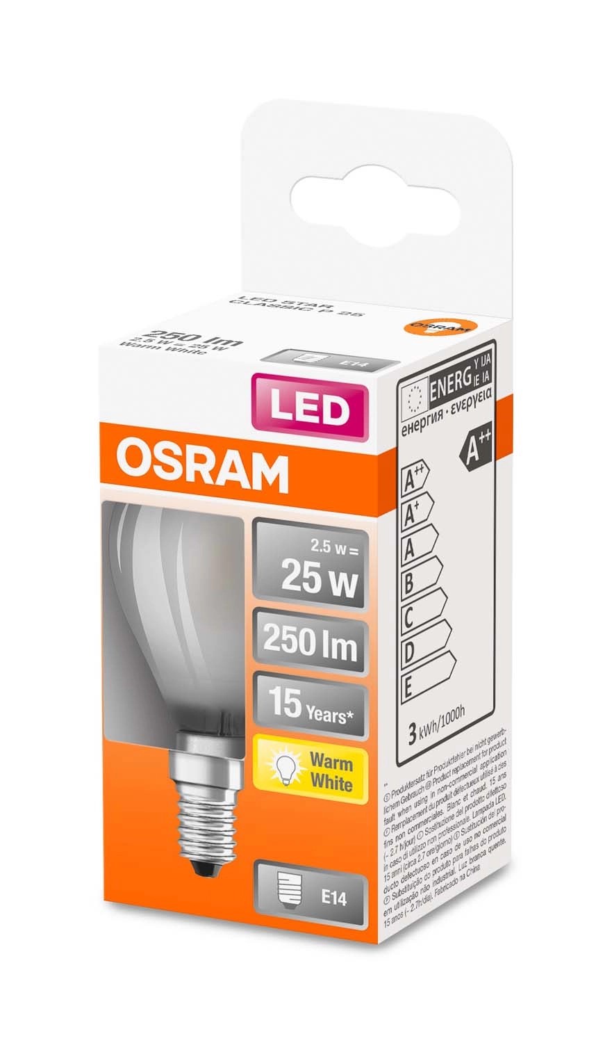 Osram Żarówka LED STAR CLASSIC P25 GL FR 2,5W E14 250 lm 2700K kupuj w OBI Osram Żarówka LED STAR CLASSIC P25 GL FR 2,5W E14 250 lm 2700K kupuj w OBI