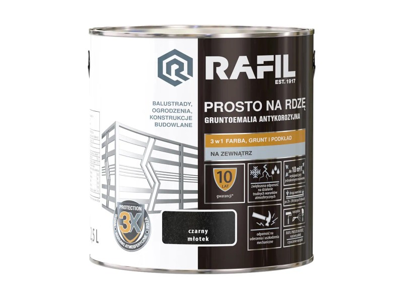 Rafil Farba na rdzę czarny młotek 2,5L