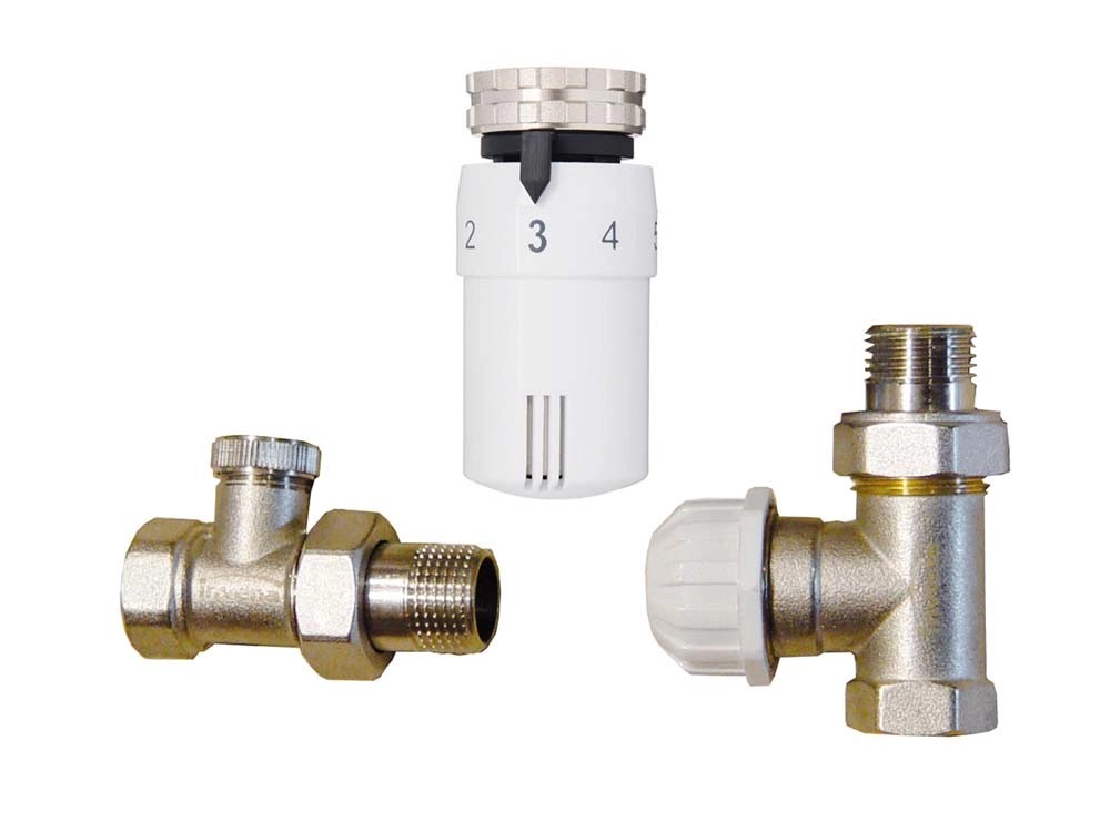 Invena Komplet termostatyczny grzejnikowy 3- częściowy prosty mosiądz 1 ...