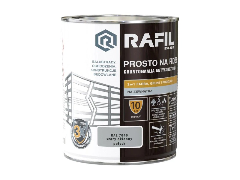 Rafil Farba na rdzę szary okienny połysk 0,75L