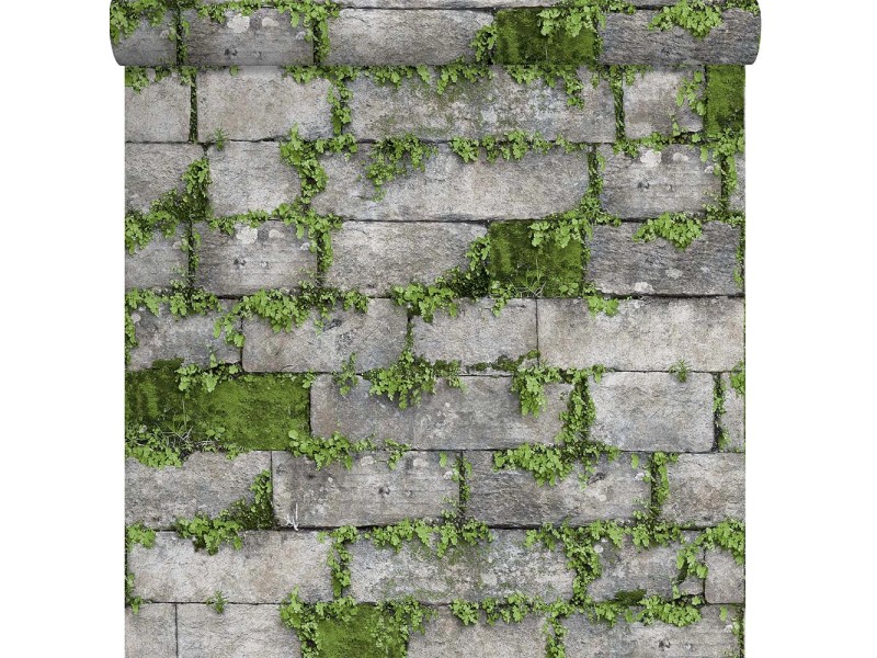 Tapeta winylowa na flizelinie BLUSZCZ NA CEGLE szara kupuj w OBI