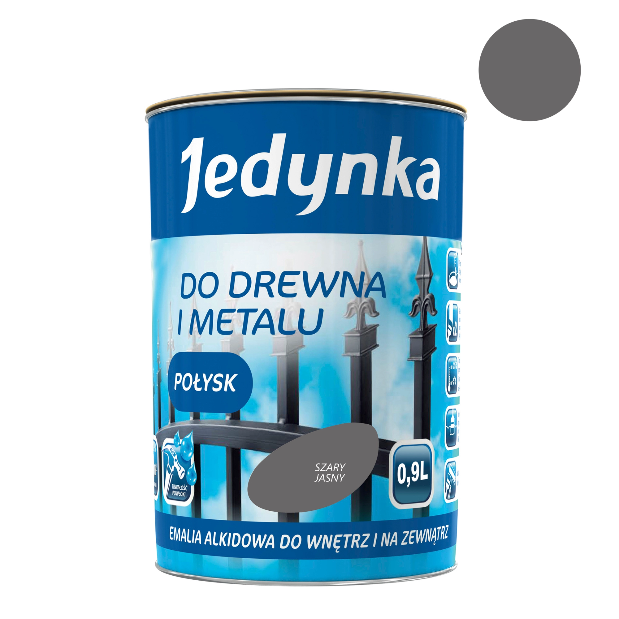 Jedynka Emalia alkidowa do drewna i metalu połysk szara jasna 900 ml kupuj w OBI