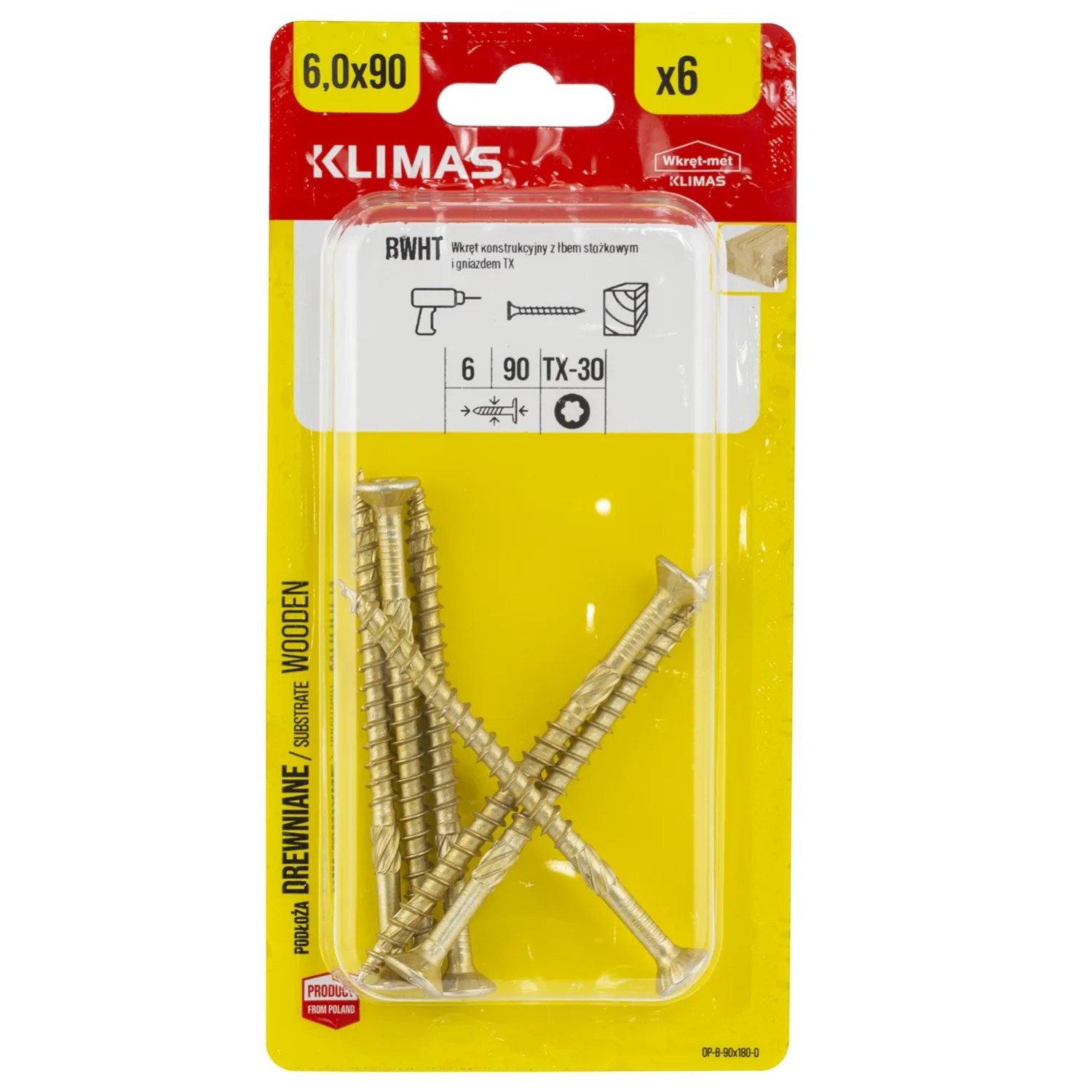 Klimas Wkręt konstrukcyjny z łbem stożkowym 6x90 mm kupuj w OBI