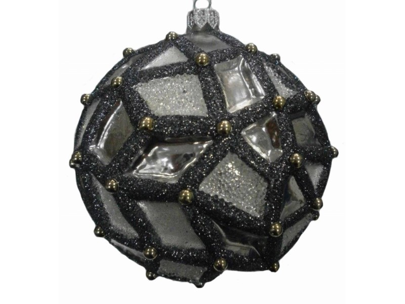 Bombka szklana forma geometryczna - 12cm srebrno- granatowa kupuj w OBI