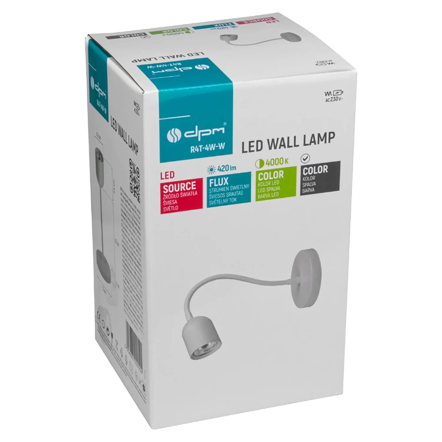 DPM Lampka ścienna LED 4W 4000K 420lm biała kupuj w OBI