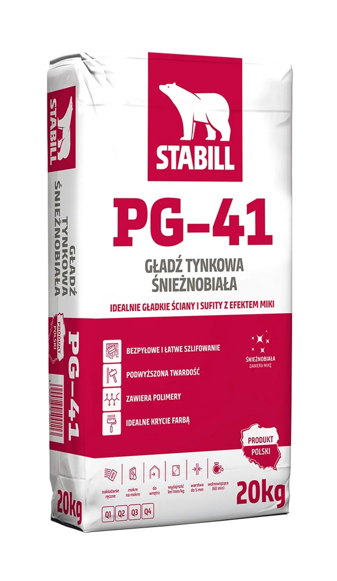 Stabill Gładź tynkowa biała PG-41 20 kg