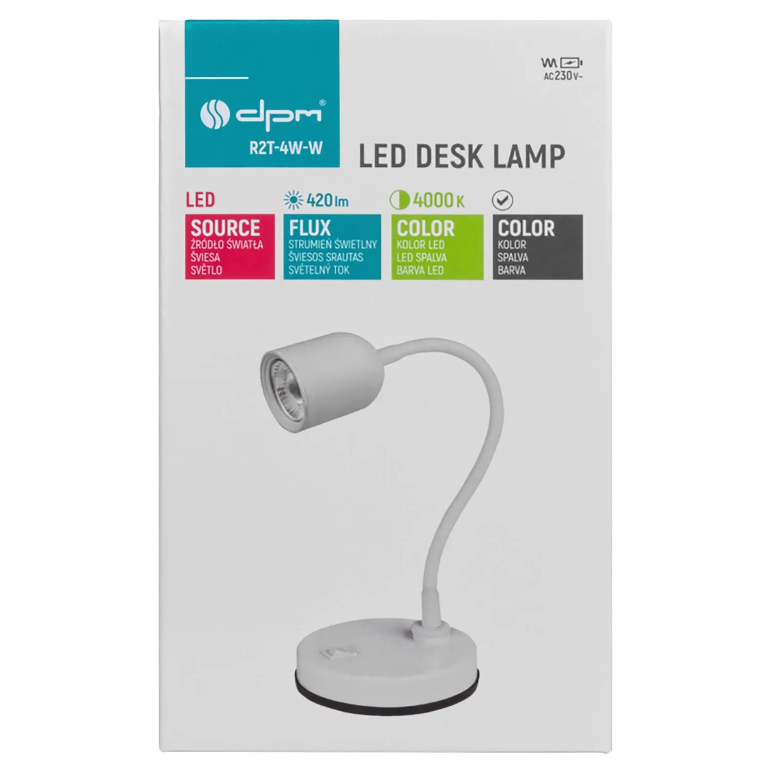 DPM Lampka biurkowa LED 4W 4000K 420lm biała kupuj w OBI