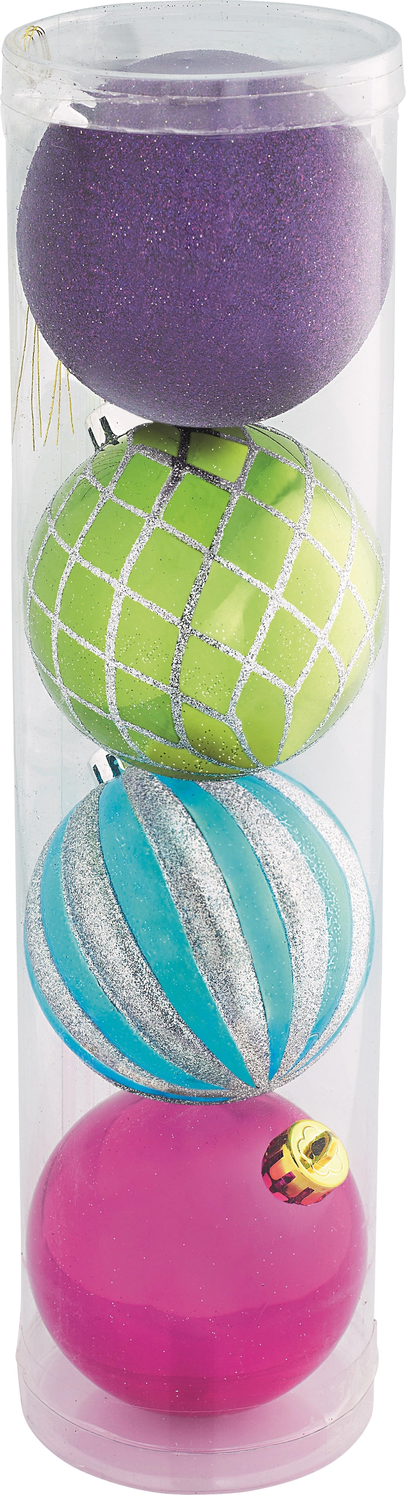 Bombki plastikowe w tubie róż.kol. - 4 szt. kupuj w OBI