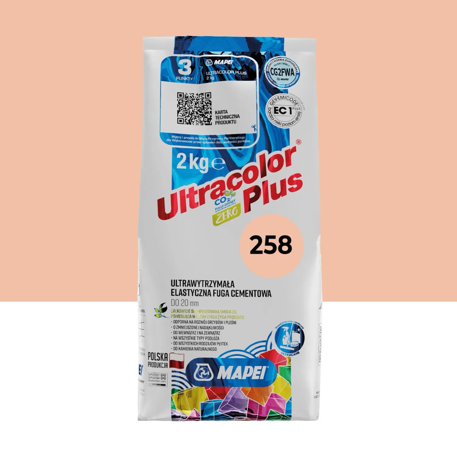 Mapei Fuga elastyczna UltraColor 258 brzoskwinia 2 kg
