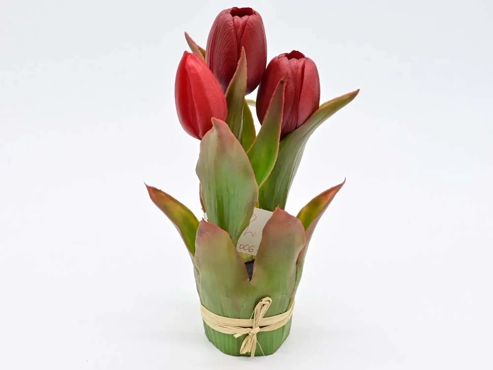 Tulipan sztuczny w doniczce 3 kwiaty guma mix - 20 cm kupuj w OBI