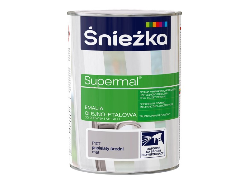 Śnieżka Supermal Emalia olejno-ftalowa popielaty średni mat 0,8L kupuj ...