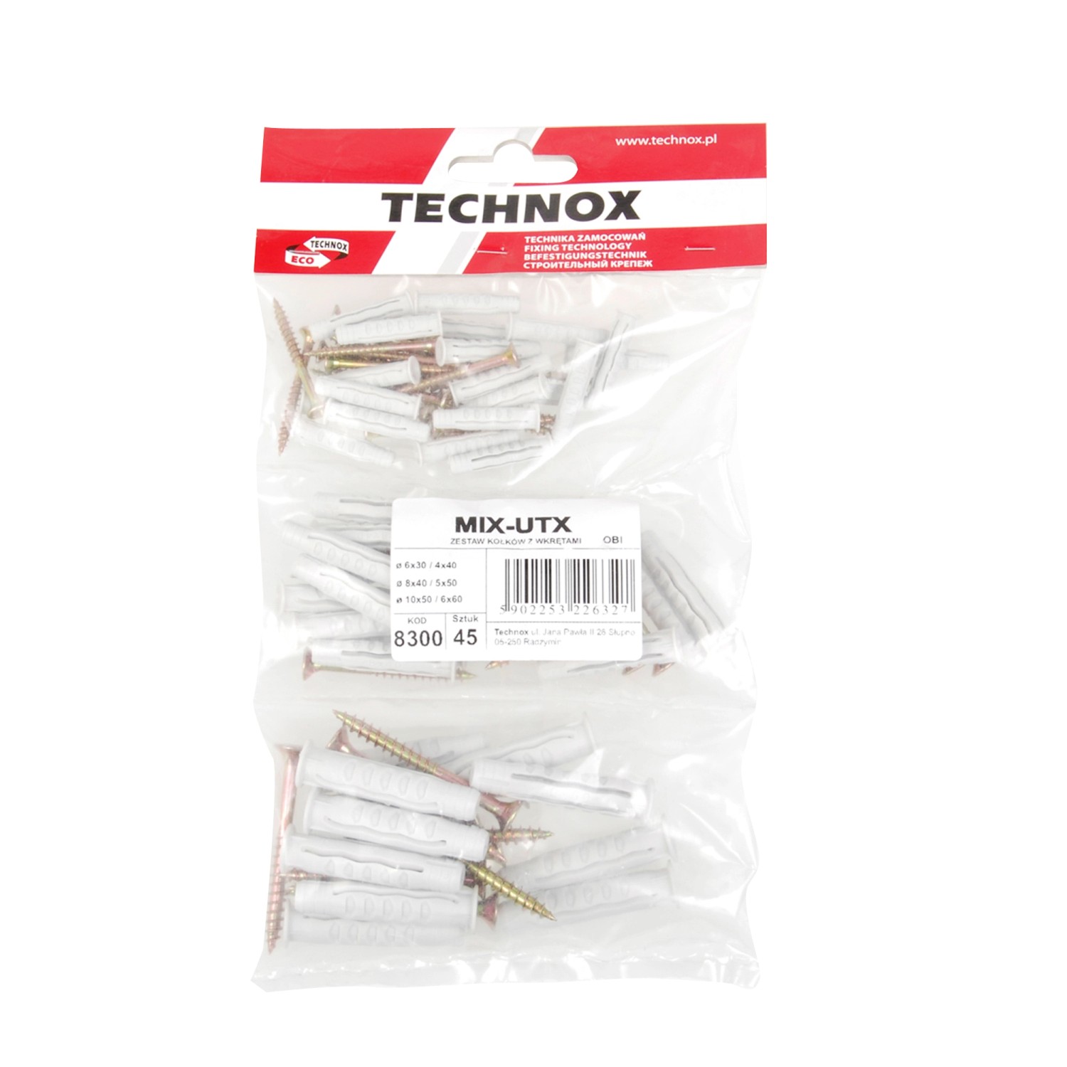 Technox Zestaw kołków rozporowych UTX 45 sztuk kupuj w OBI