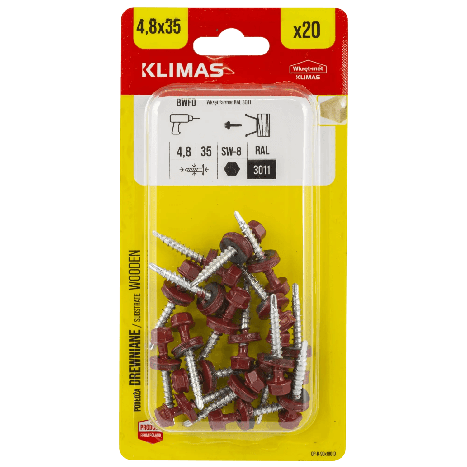 Klimas Wkręt samowiercący z podkładką epdm 3011 4,8X35 mm