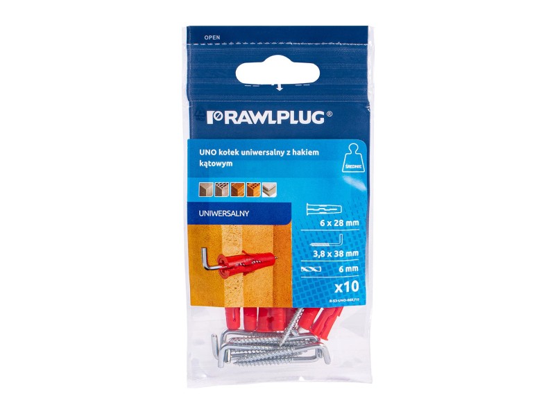 Rawlplug Kołek UNO uniwersalny 6x28 mm hak kątowy 10 szt. kupuj w OBI