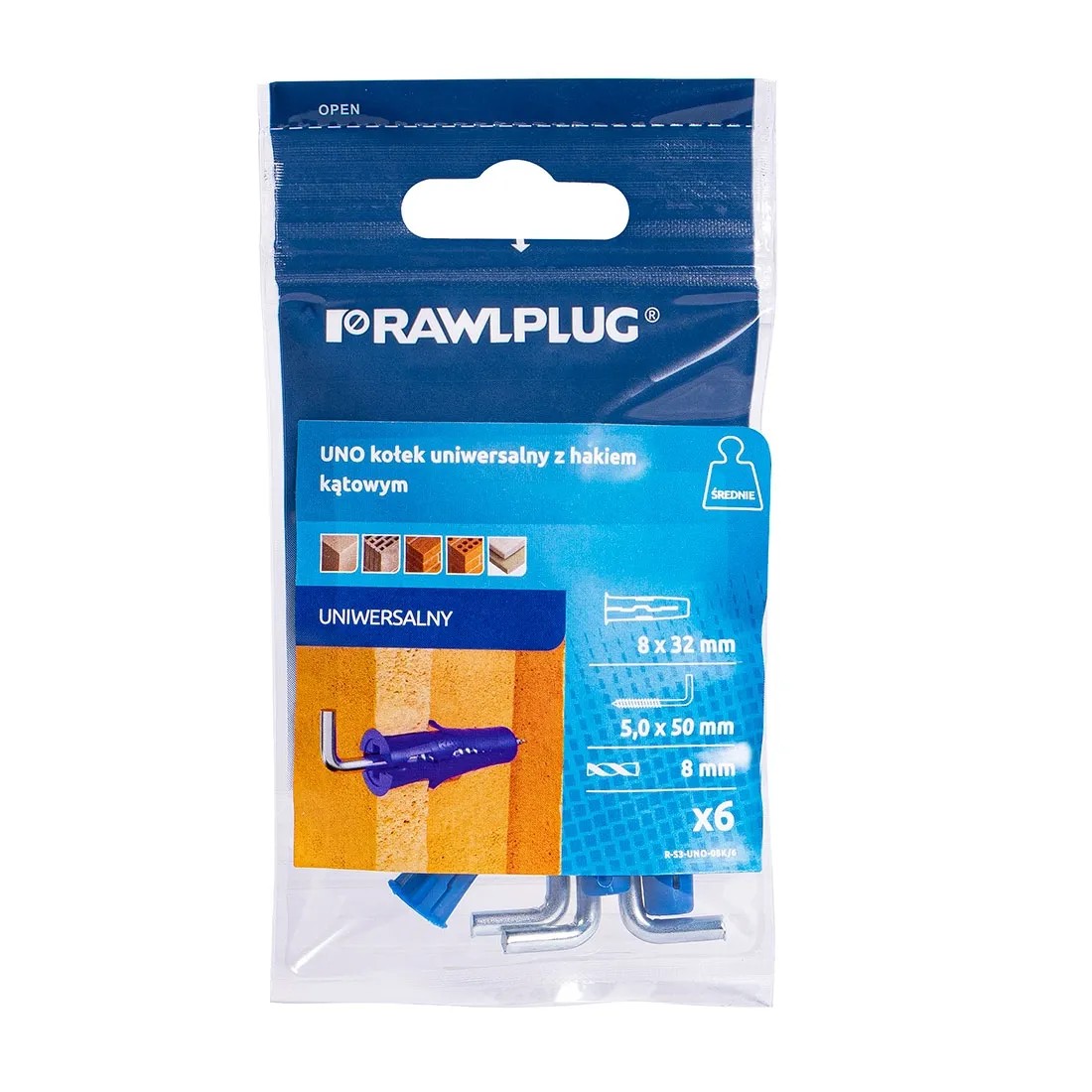 Rawlplug Kołek UNO uniwersalny 8x32 mm hak kątowy 6 szt. kupuj w OBI