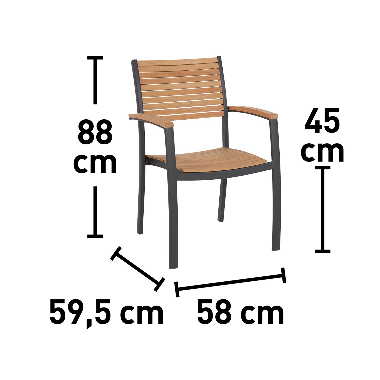 Krzesło ogrodowe BONLEE aluminium/eukaliptus kupuj w OBI