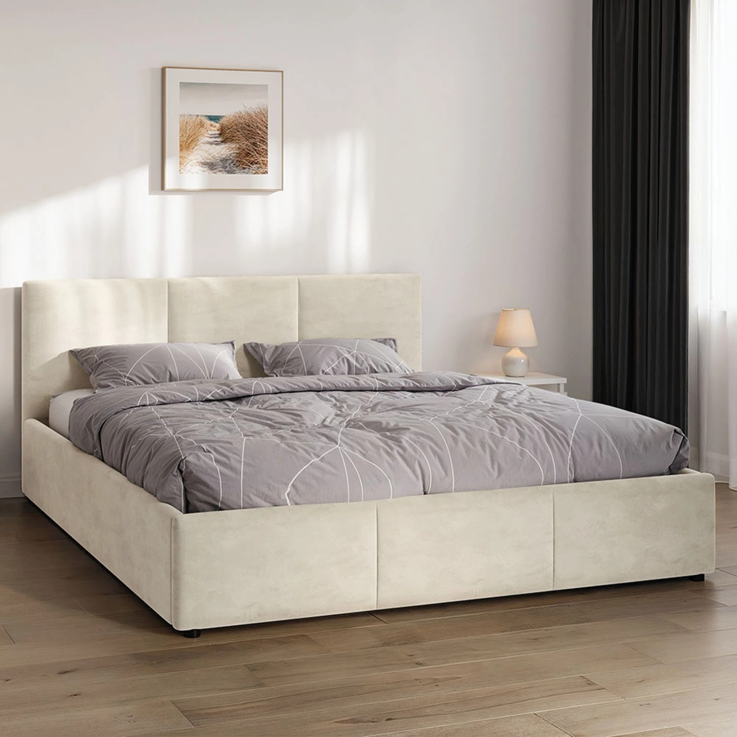 Łóżko tapicerowane Nela 140 x 200 beżowe kupuj w OBI