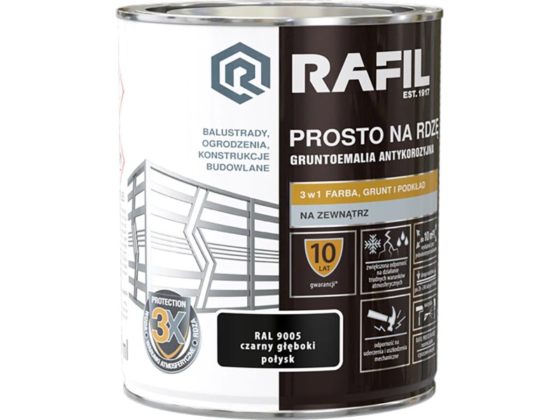 Rafil Farba na rdzę czarny głęboki połysk 0,75L