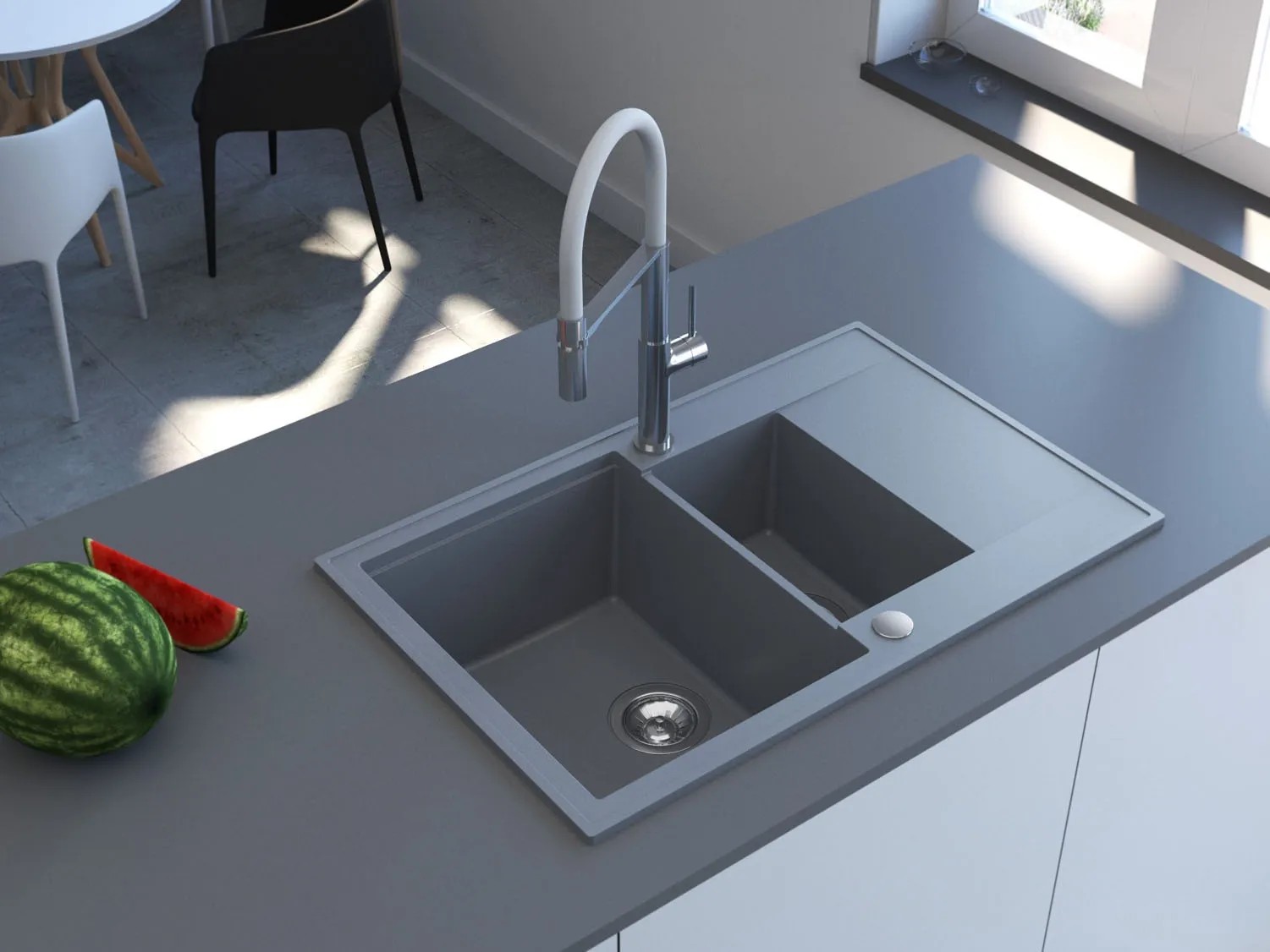 Miló Zlewozmywak Bello 1,5-kom. z ociekaczem szary 78 x 50 cm kupuj w OBI