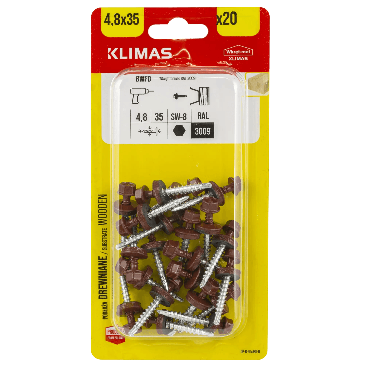 Klimas Wkręt samowiercący z podkładką epdm 3009 4,8X35 mm