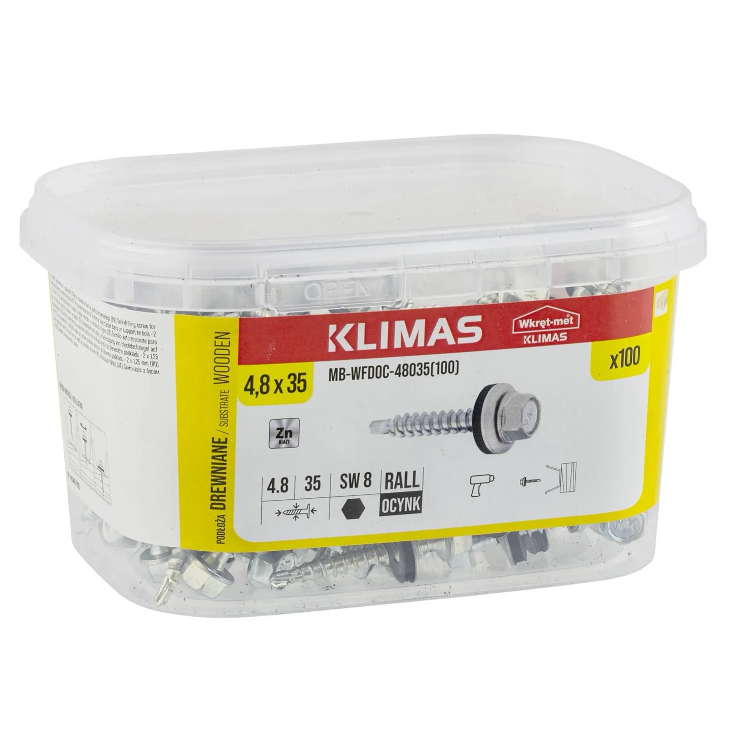 Klimas Wkręt samowiercący z podkładką epdm ocynk 4,8X35 mm