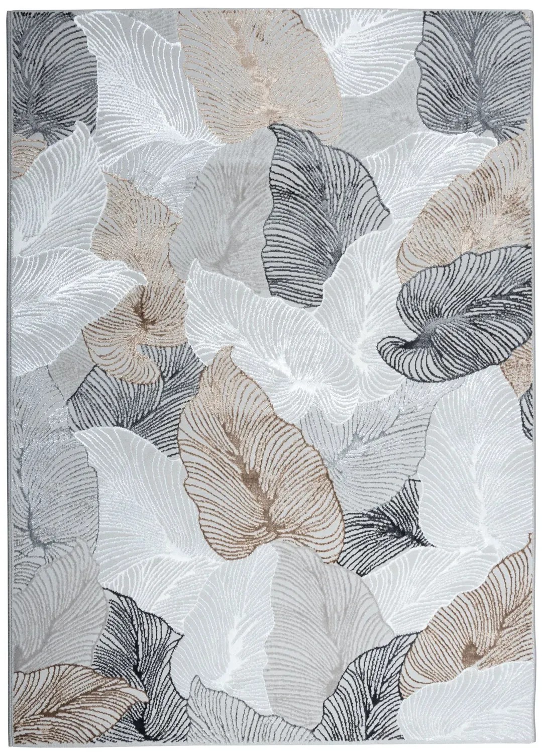 Multidecor Dywan CHARLOTTE liście 160 x 230 cm szaro-beżowy