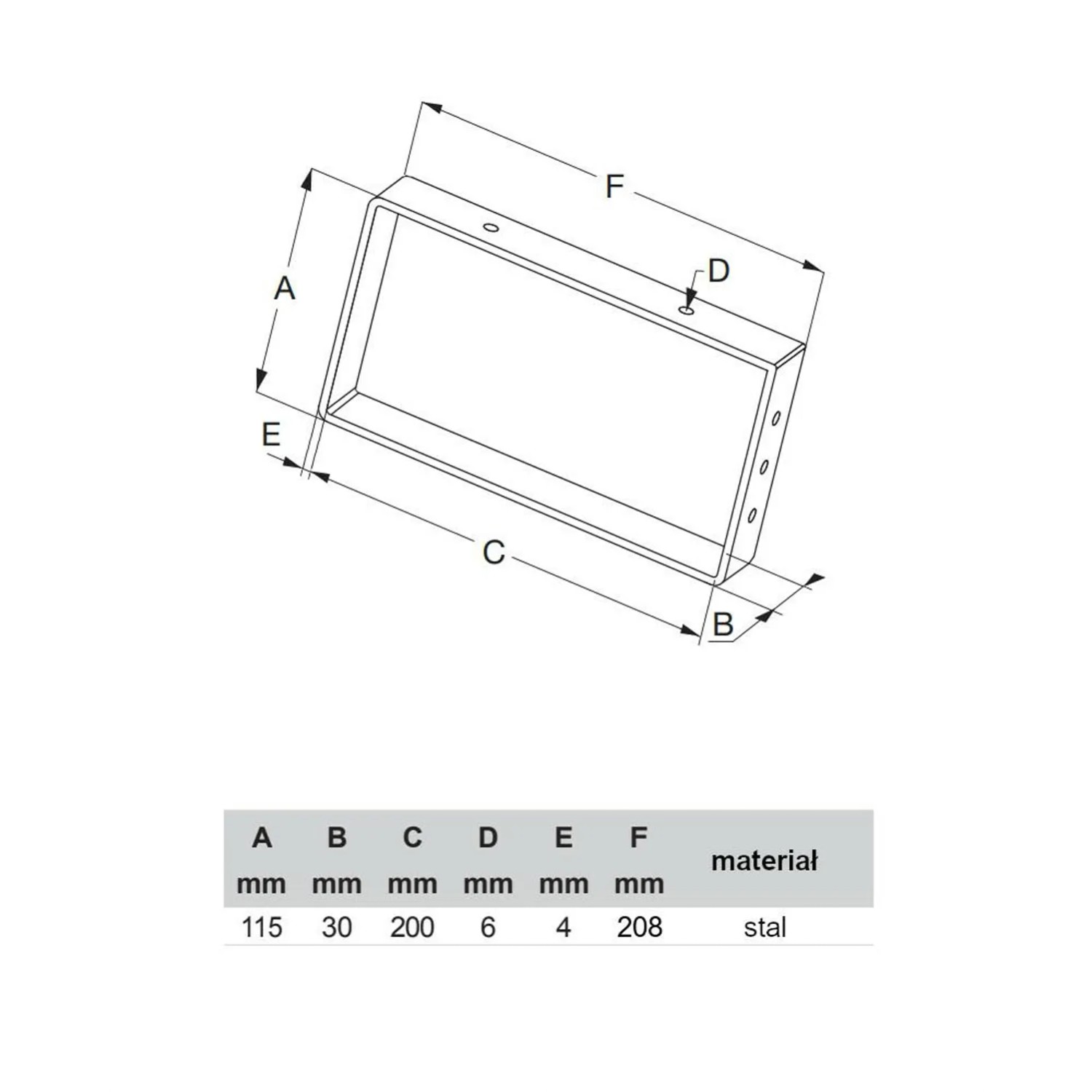 Agas Wspornik do półki model Urban biały 200 mm