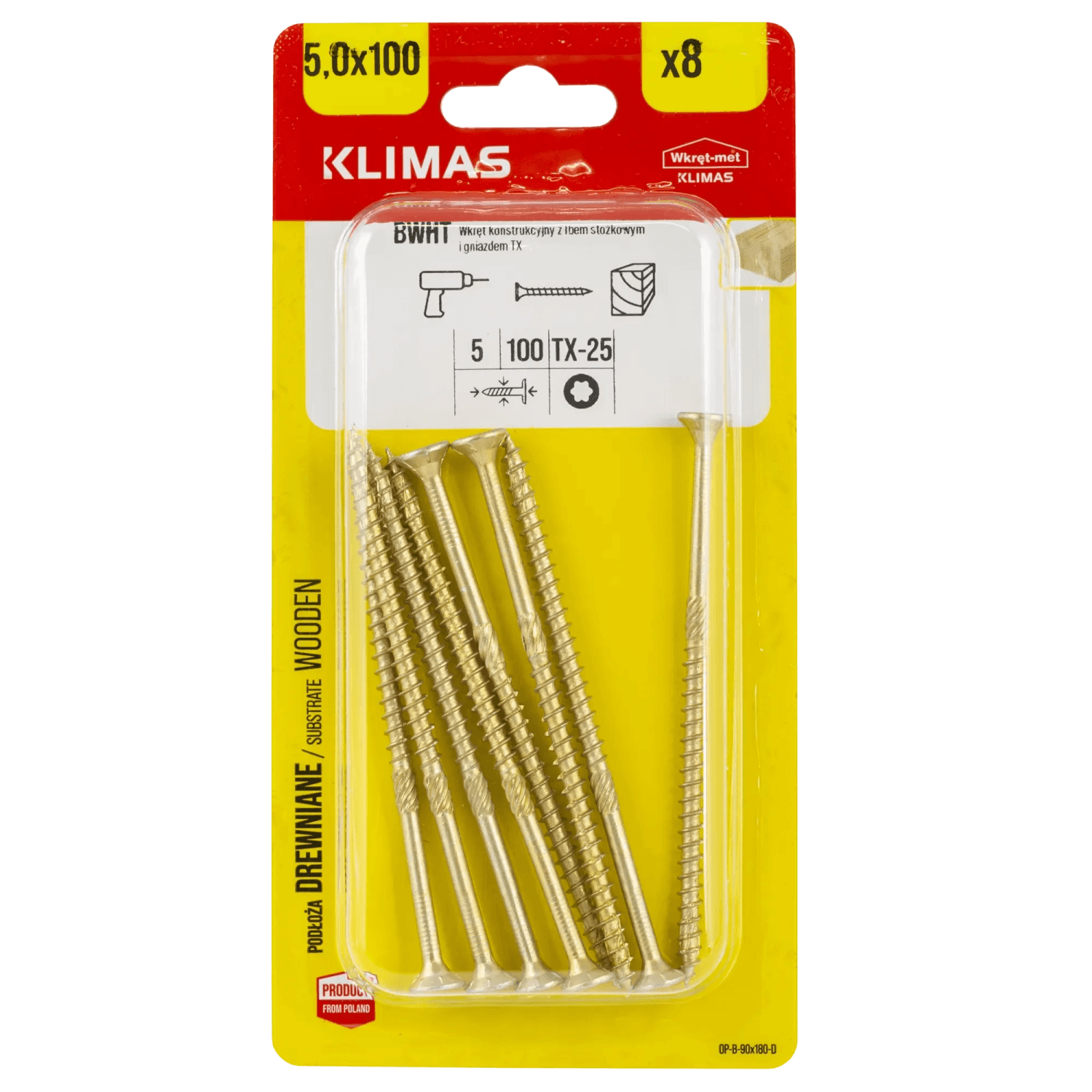 Klimas Wkręt konstrukcyjny z łbem stożkowym torx 5x100 mm