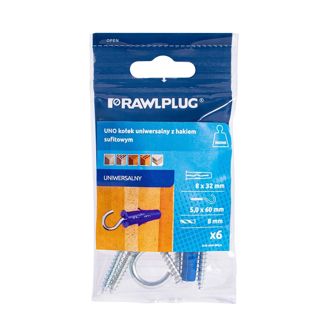 Rawlplug Kołek UNO uniwersalny 8x32 mm hak sufitowy 6 szt. kupuj w OBI