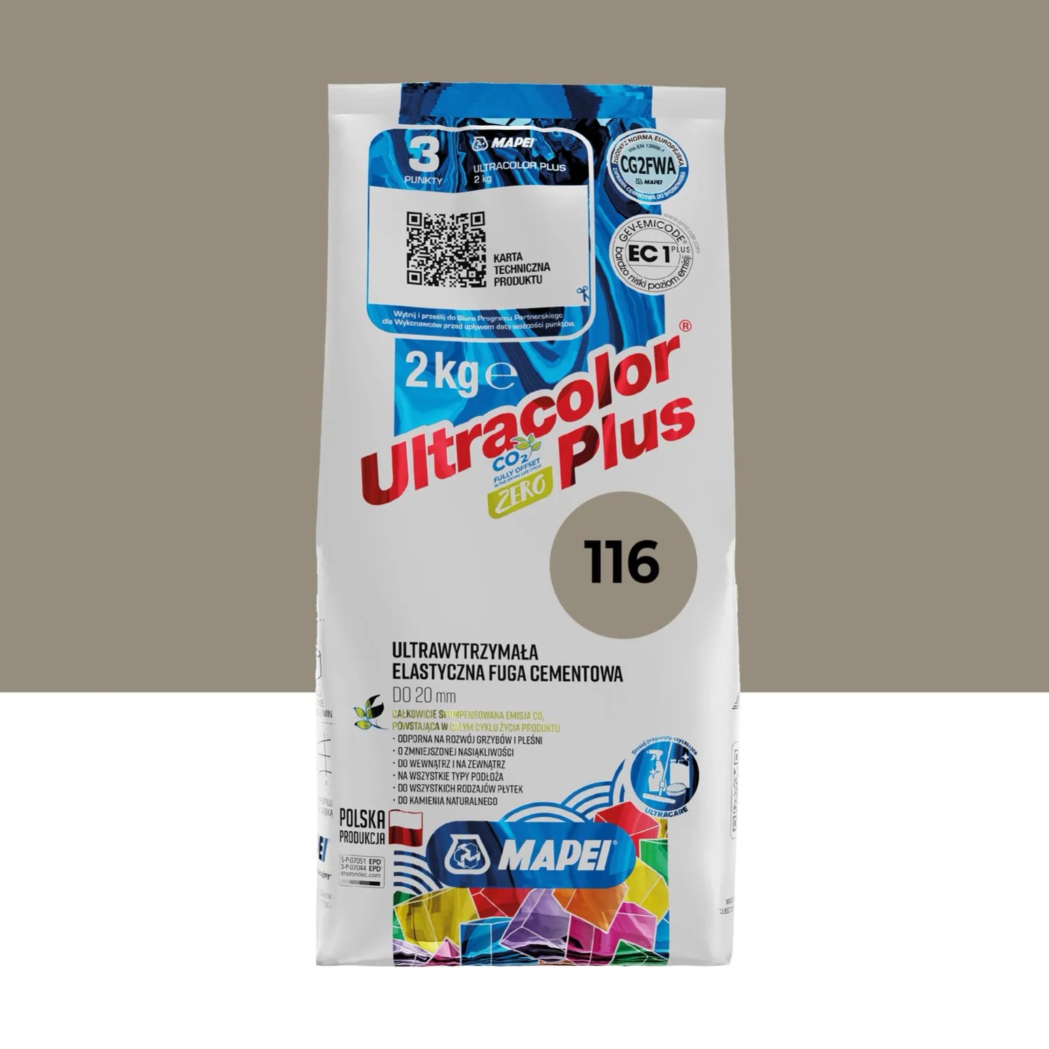 Mapei Fuga elastyczna Ultra Color 116 szałwiowy szary 2 kg