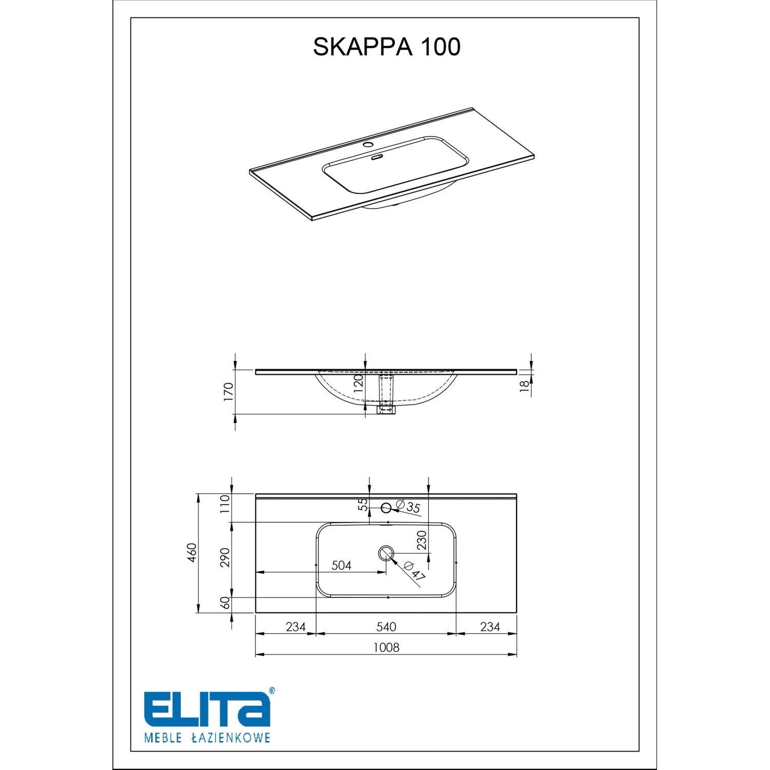 Elita Umywalka Skappa 100