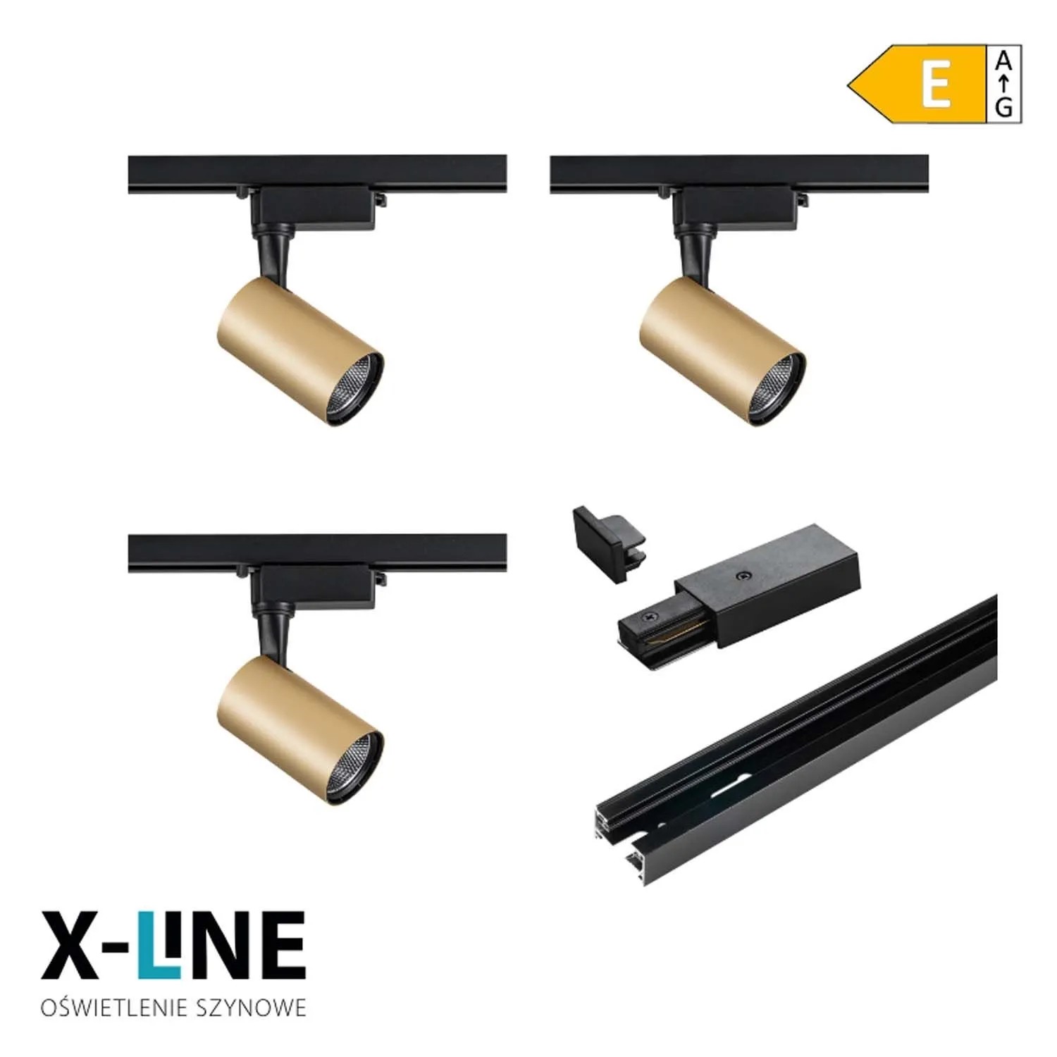 DPM Zestaw szynowy LED X-LINE 3x5W 4100K 3x497lm złoto-czarny